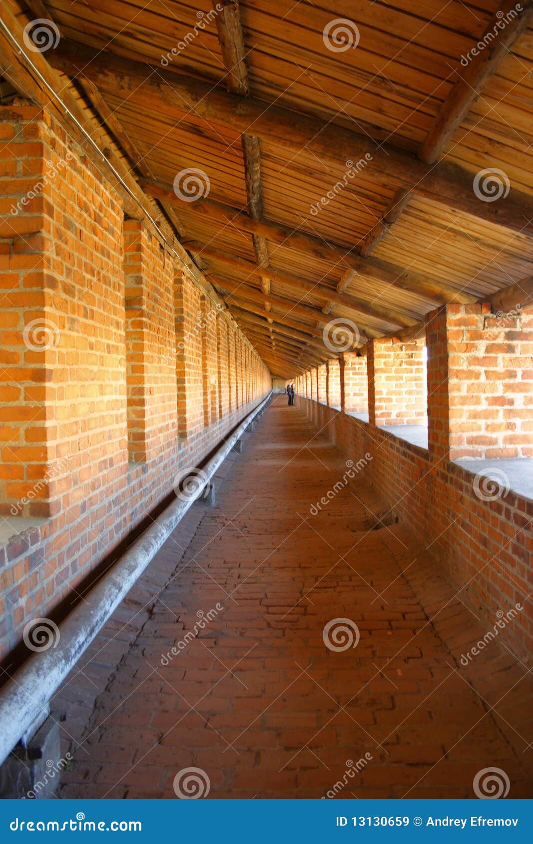 Corridor from a red brick stock image. Image of hall - 13130659