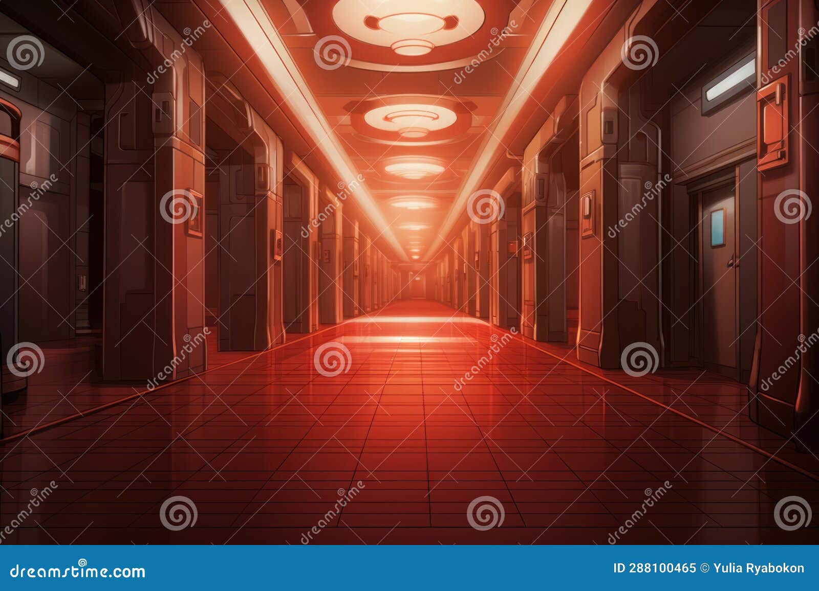 Corridor Red Lights Anime Visual Novel Game. Generate Ai Stock ...