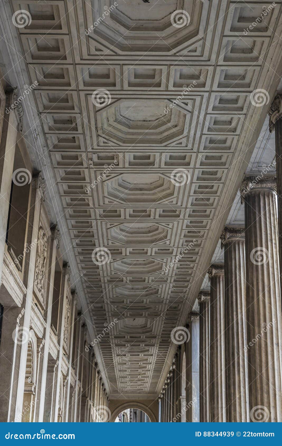 Corridor of Roman Columns in Rome, Italy Stock Image - Image of stone ...