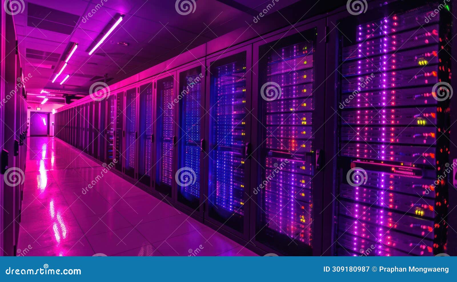 A Corridor between Rows of High-capacity Servers in a Data Center ...