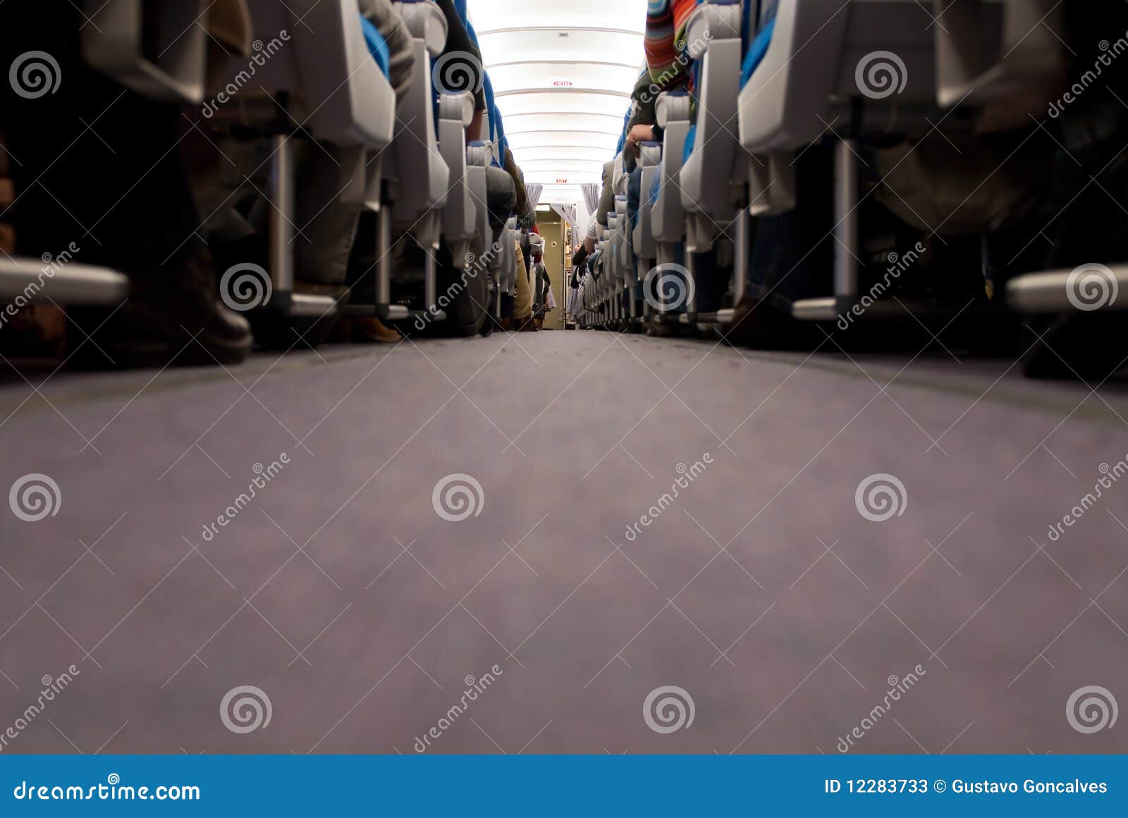 Corridor and Seats Inside Airplane Stock Image - Image of plane ...