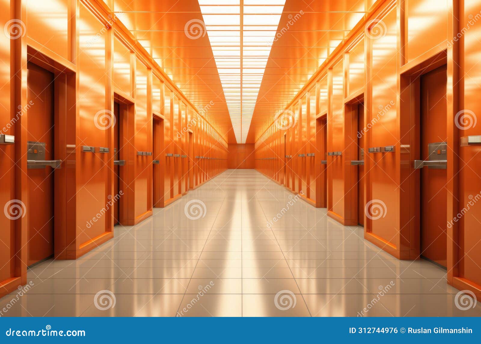 Corridor of Self Storage Unit with Yellow Doors. Rental Storage Units ...