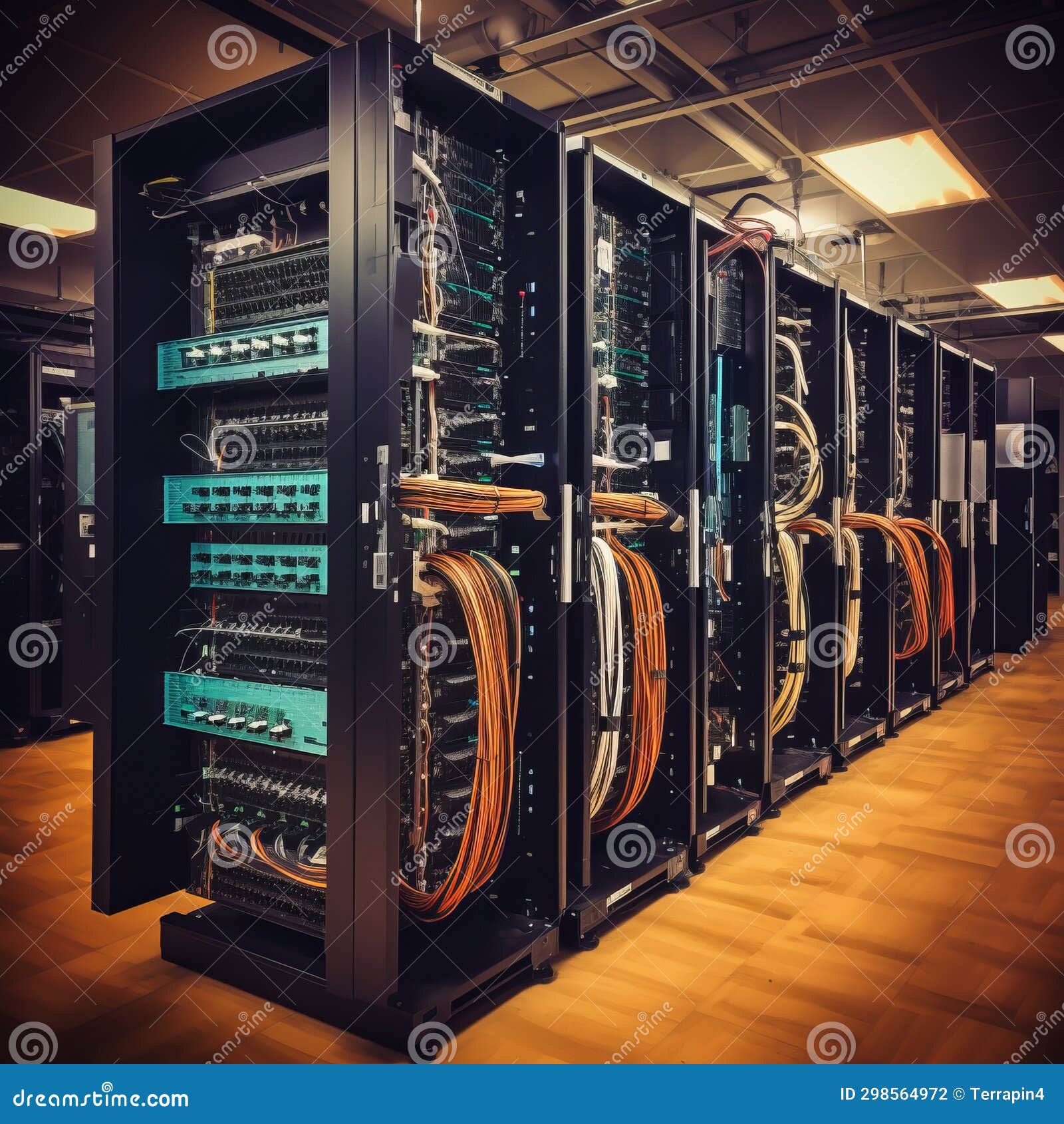 Corridor for Server Rack with Servers, Data Farm Stock Illustration ...