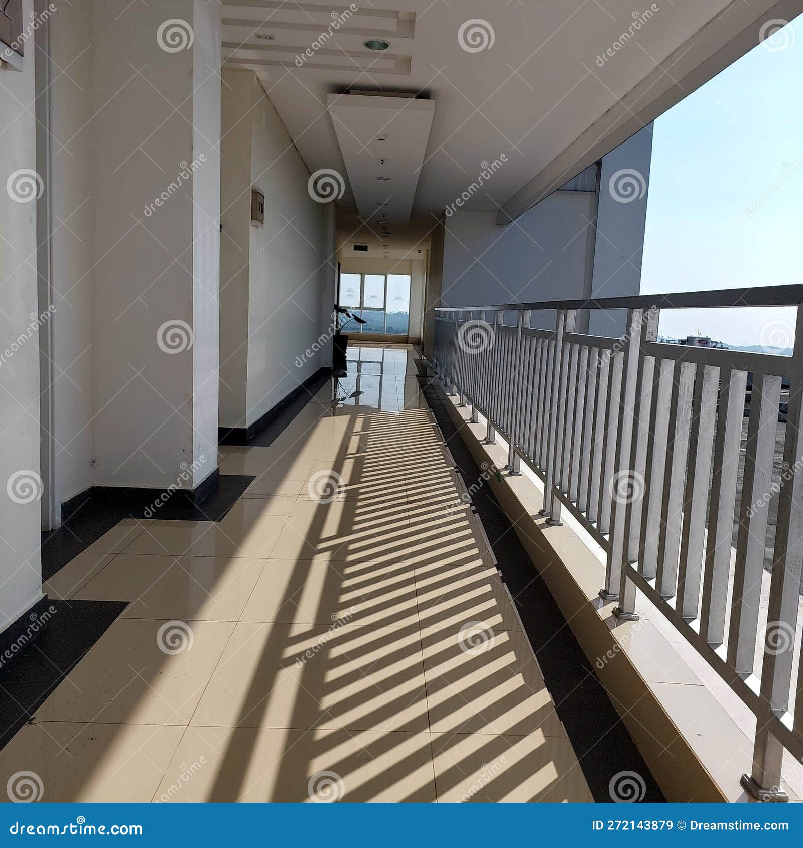 The Corridor with Shadow of the Fence Stock Image - Image of ceiling ...