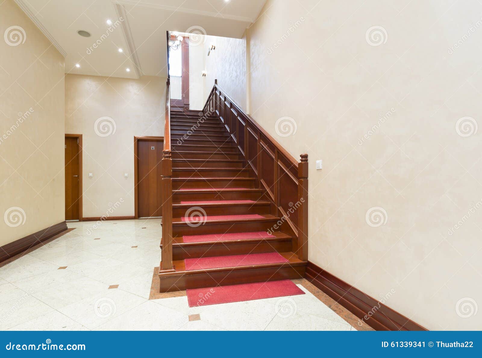 Corridor with Stairs - Hotel Interior Stock Image - Image of hallway ...