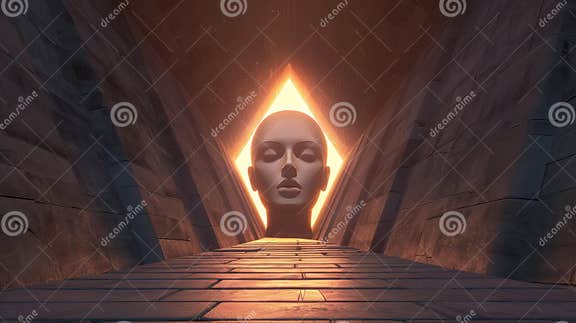 A Corridor of Stone Faces Glows Warmly, Representing the Endless ...