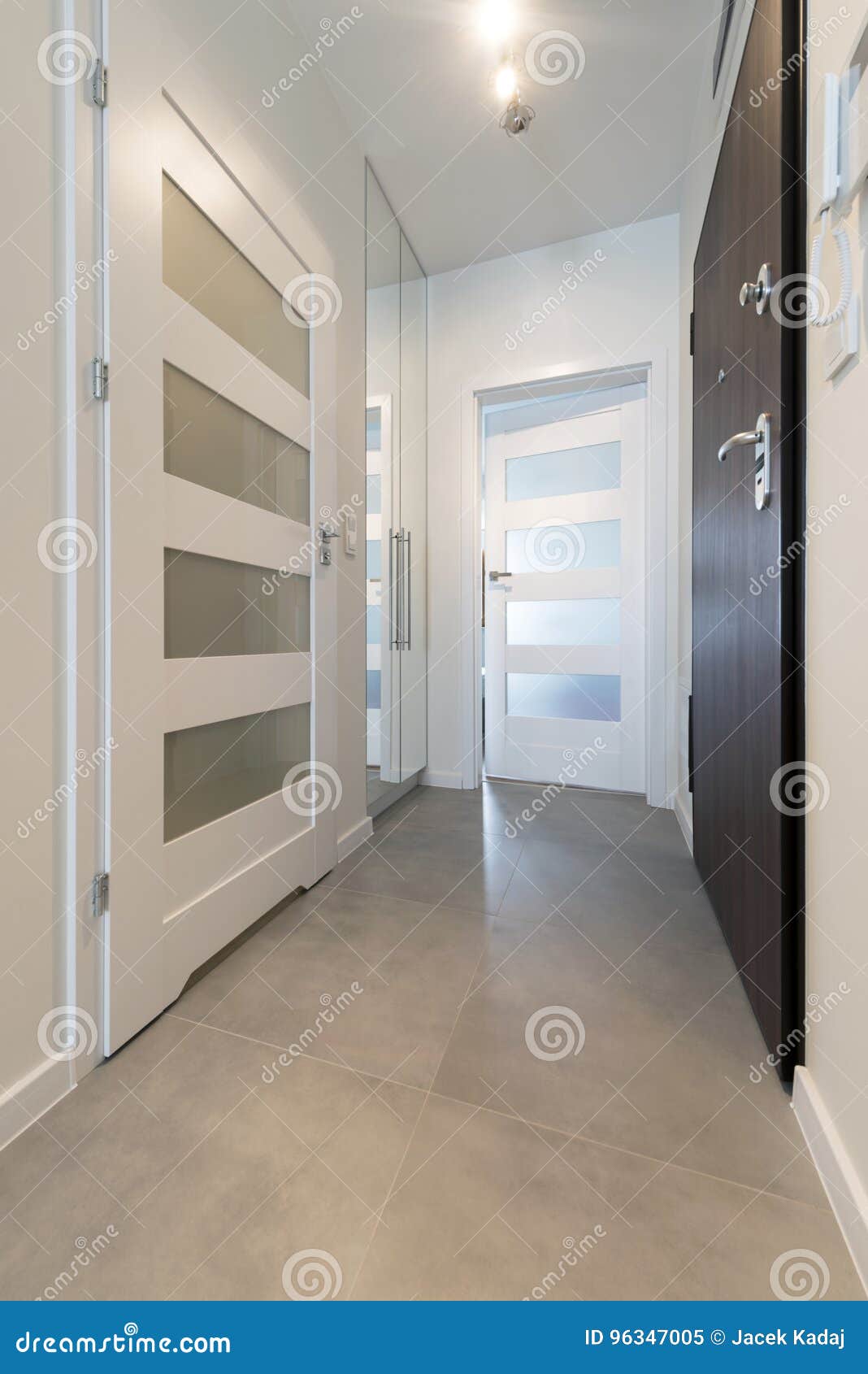 Corridor with tiles floor stock image. Image of floor - 96347005