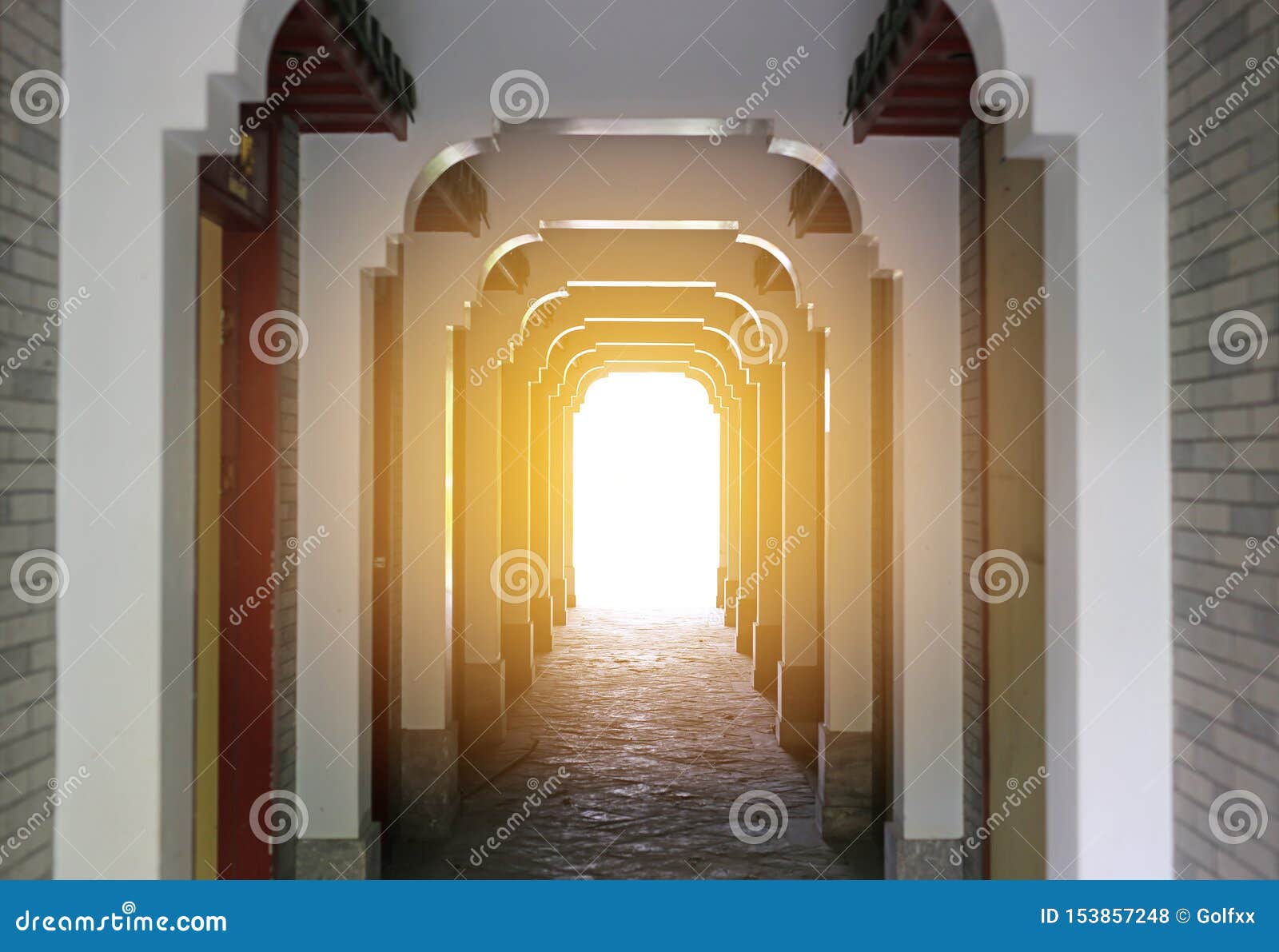 Corridor Walkway in the Building with Sunlight through Stock Photo ...