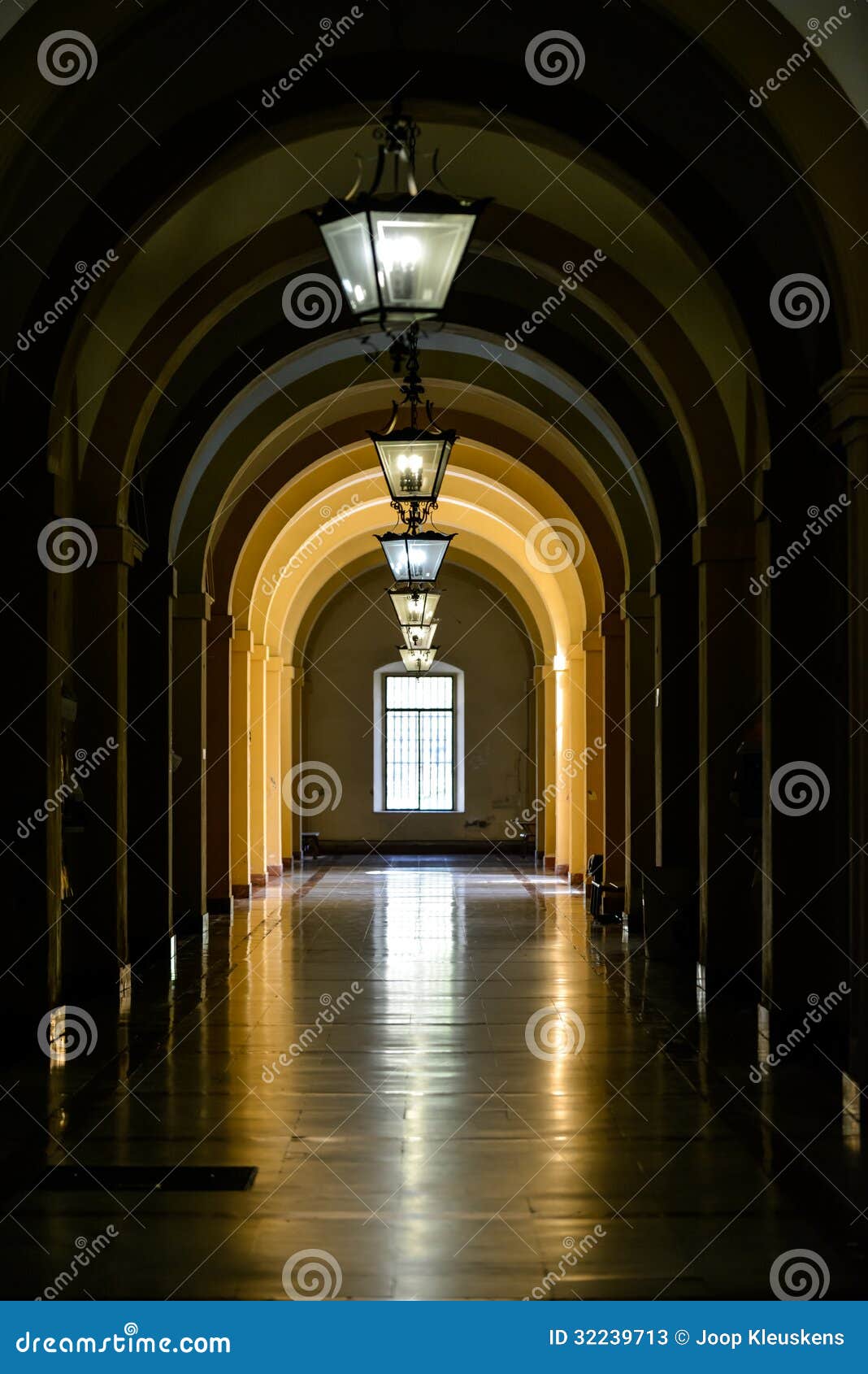 Corridor with window stock image. Image of arches, ornate - 32239713