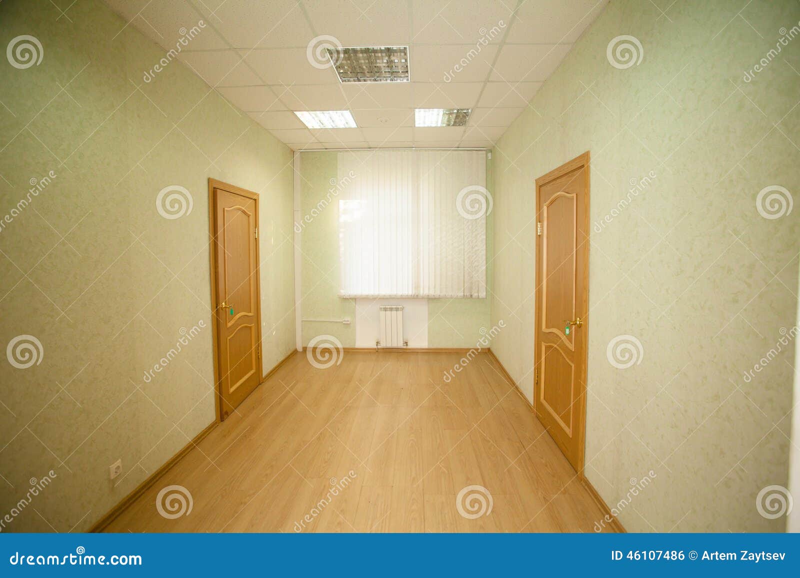 Corridor with wooden doors stock photo. Image of entrance - 46107486