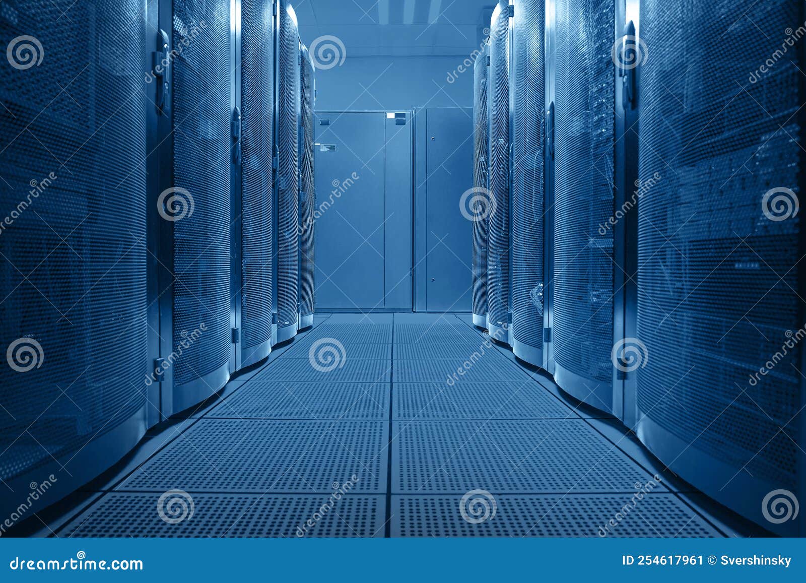 Operational Server Racks Modern High Tech Telecommunications Database