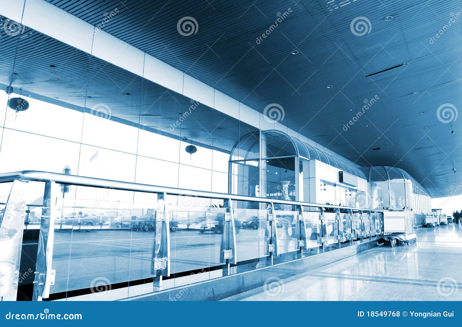 The Corridors of the Airport Terminal Stock Photo - Image of trolley ...