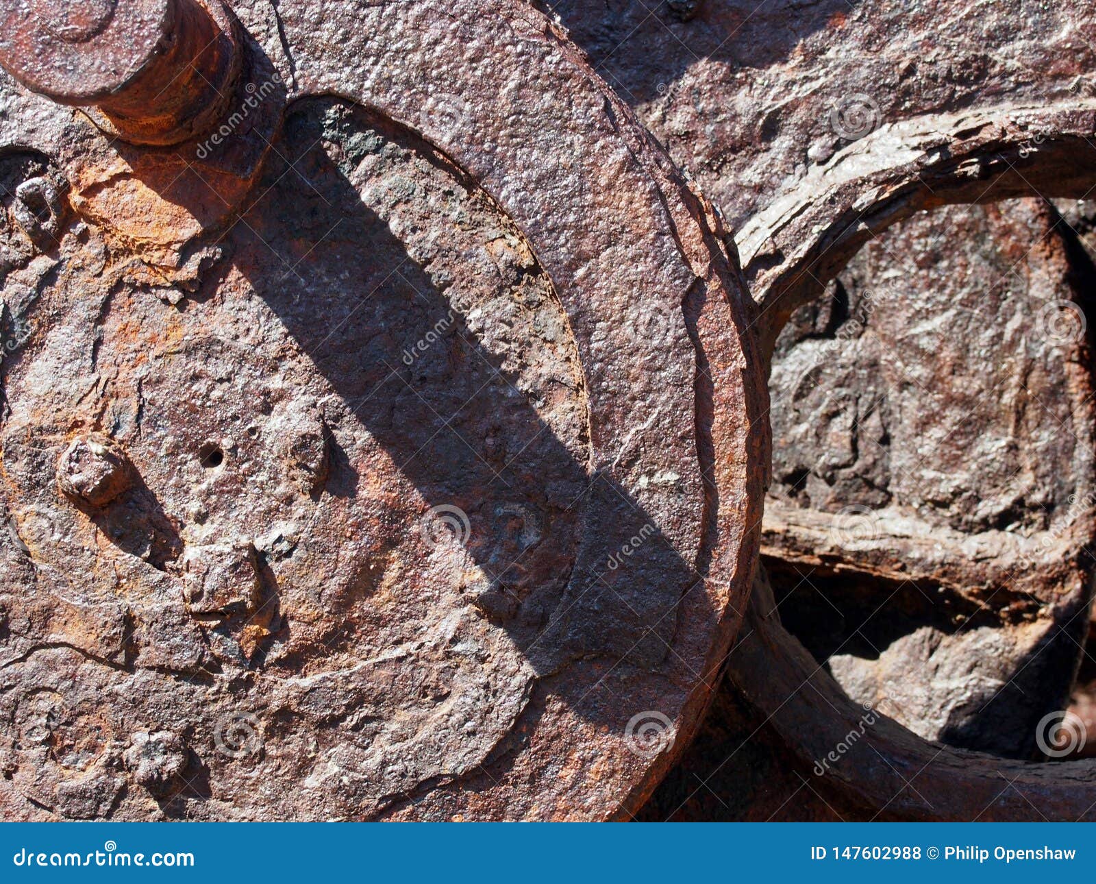 Corroded Iron Wheels Covered in Brown Rust on Old Industrial Machinery ...