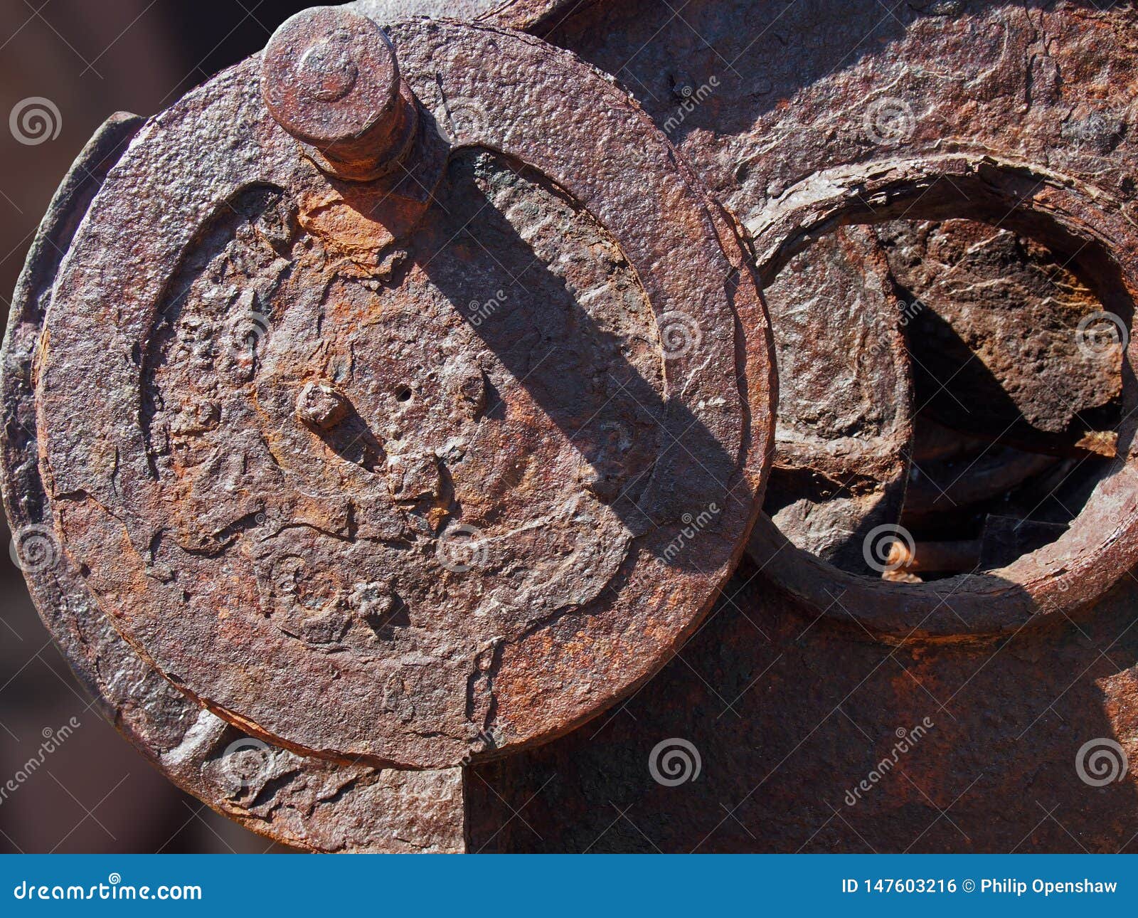 Corroded Iron Wheels Covered in Brown Rust on Old Industrial Machinery ...