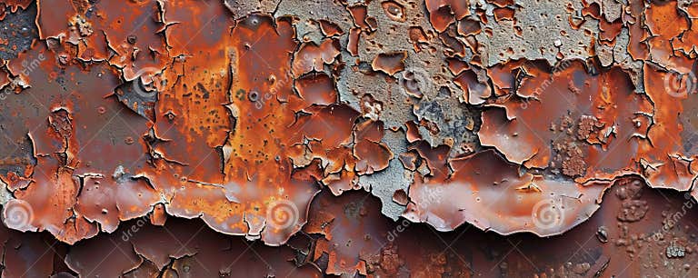 A Corroded Metal Surface with Deep Rust and Flaking Paint, Creating a ...