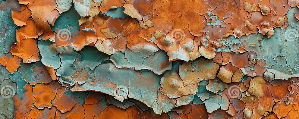 A Corroded Metal Surface with Deep Rust and Flaking Paint, Creating a ...