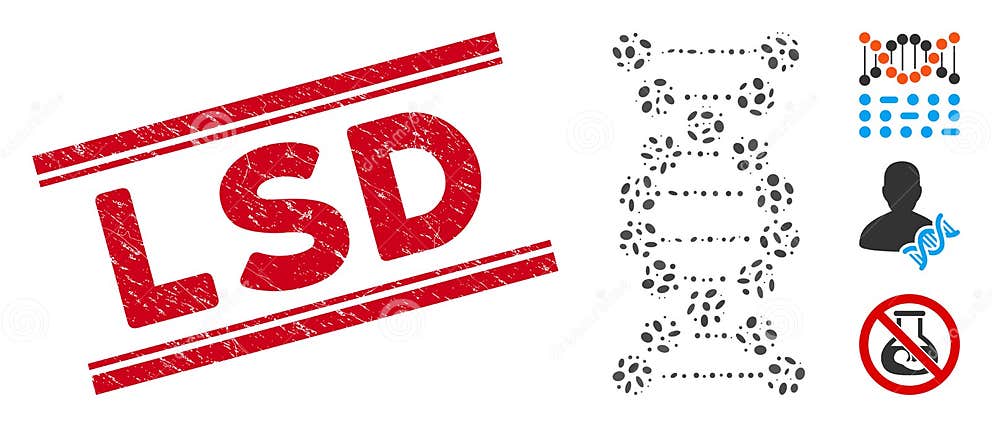 Distress Lsd Line Seal and Mosaic DNA Icon Stock Illustration ...