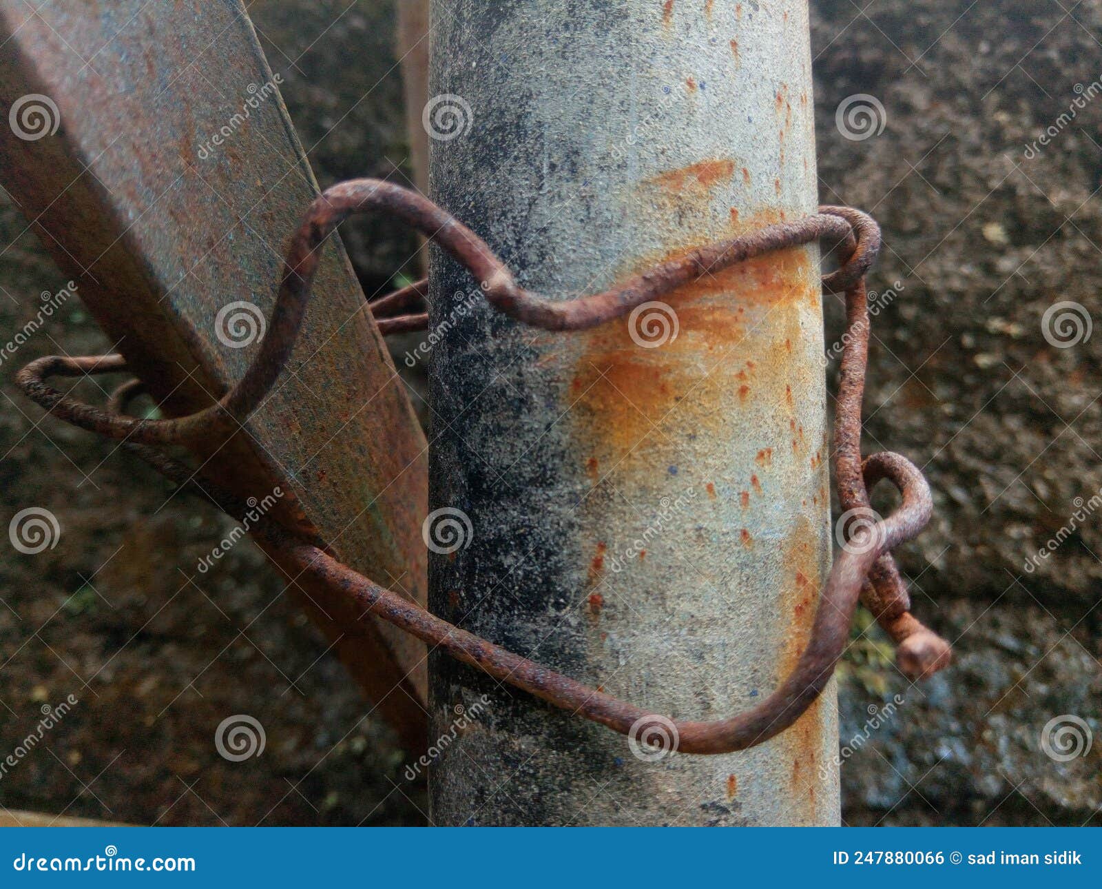 Corroded Wire Fixing Iron Pipe Stock Photo - Image of fixing, wire ...