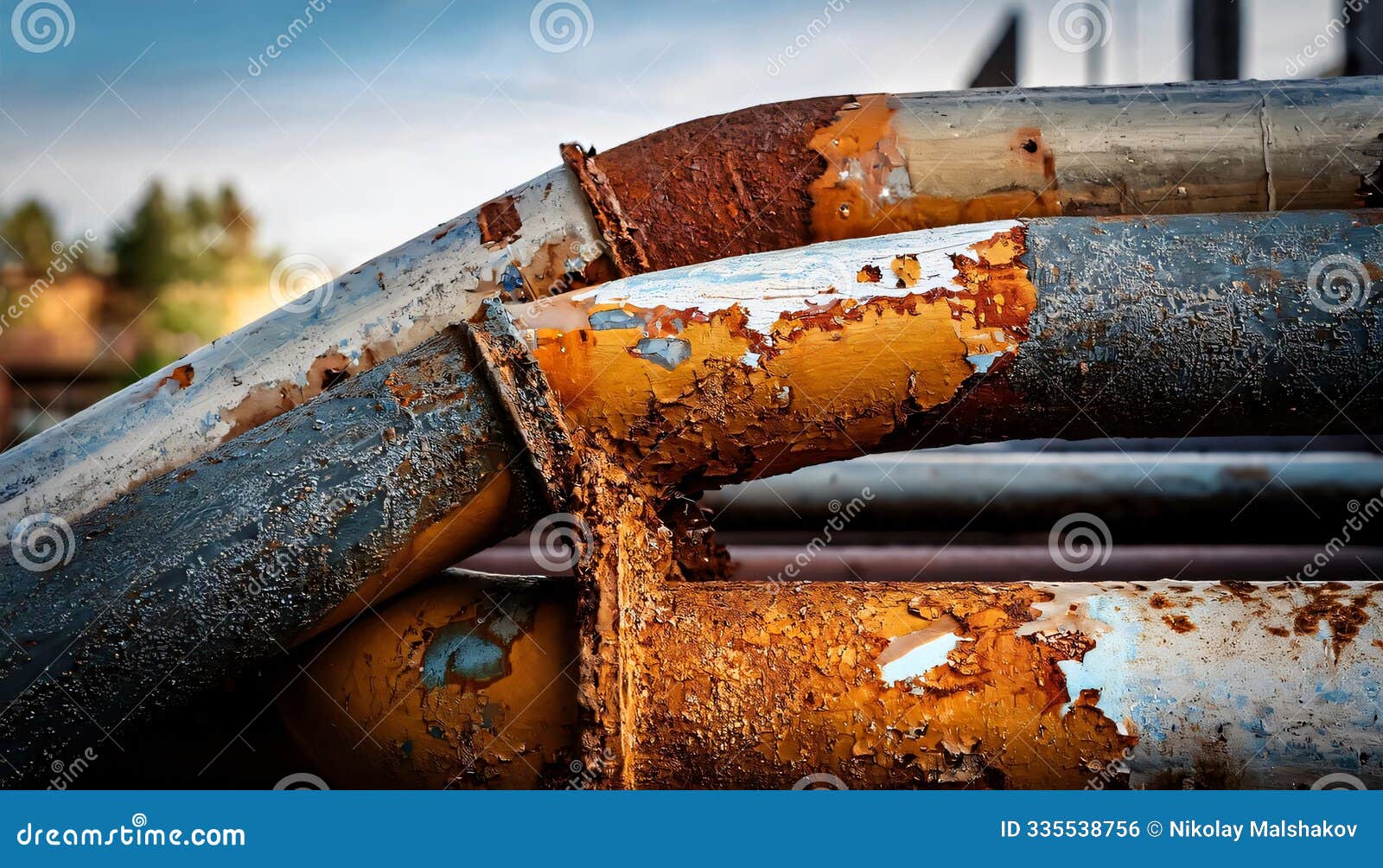 Rusty Industrial Pipes are Showing Corrosion Damage Stock Photo - Image ...