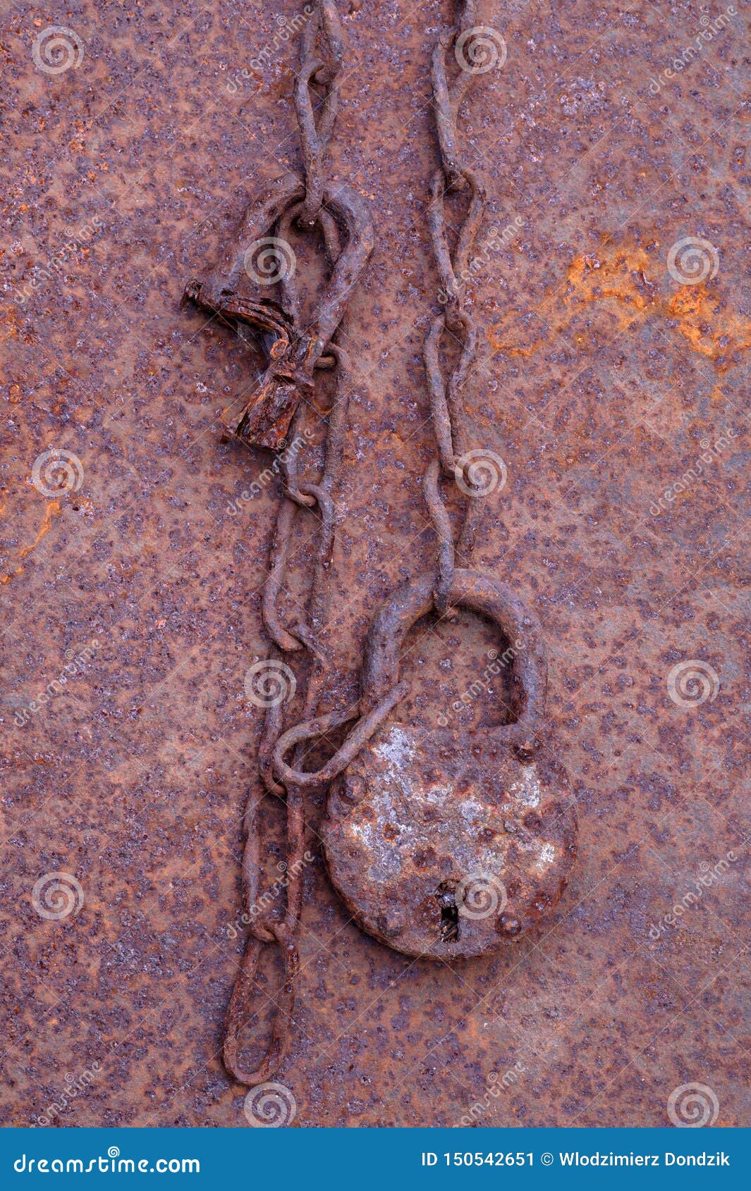 Corrosion of Metal Objects. Sheet, Padlock and Chain Stock Image ...