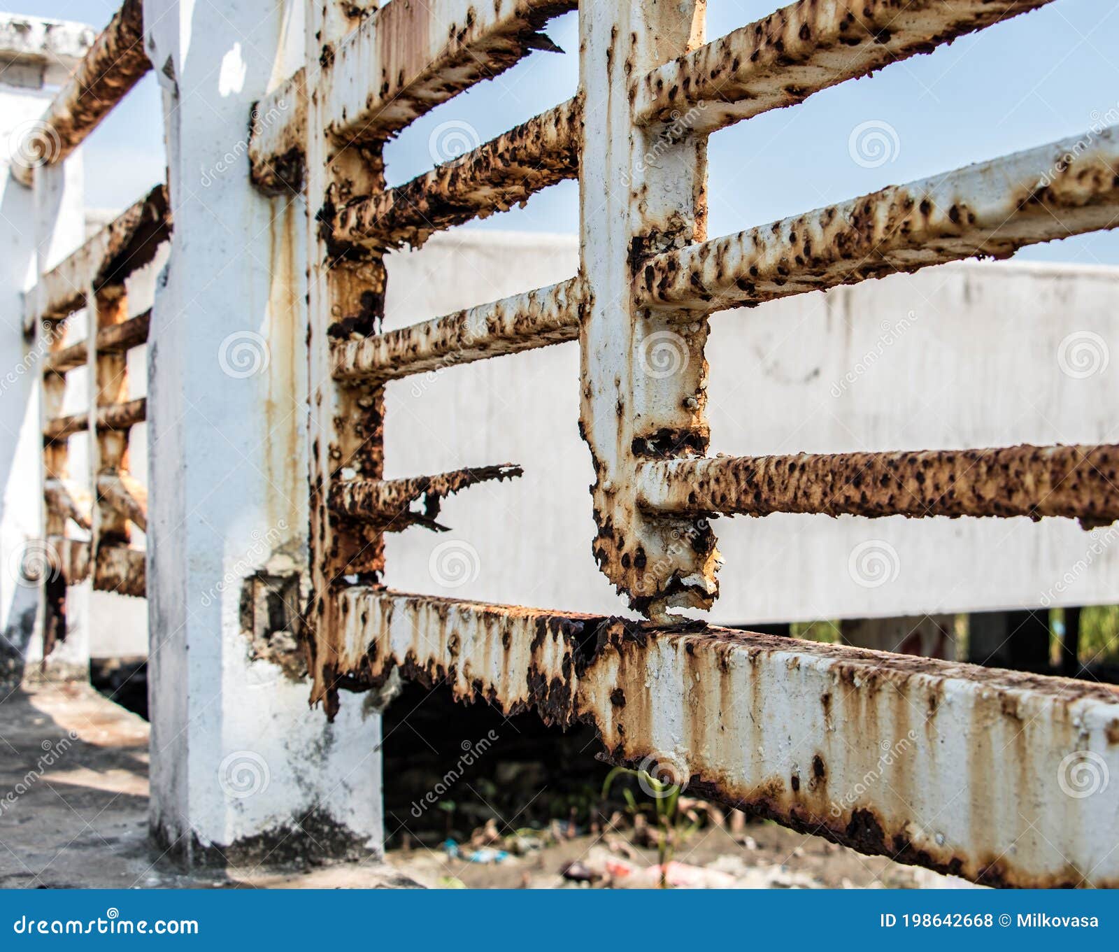 Corrosion on White Railing, Close Up View Stock Photo - Image of rail ...