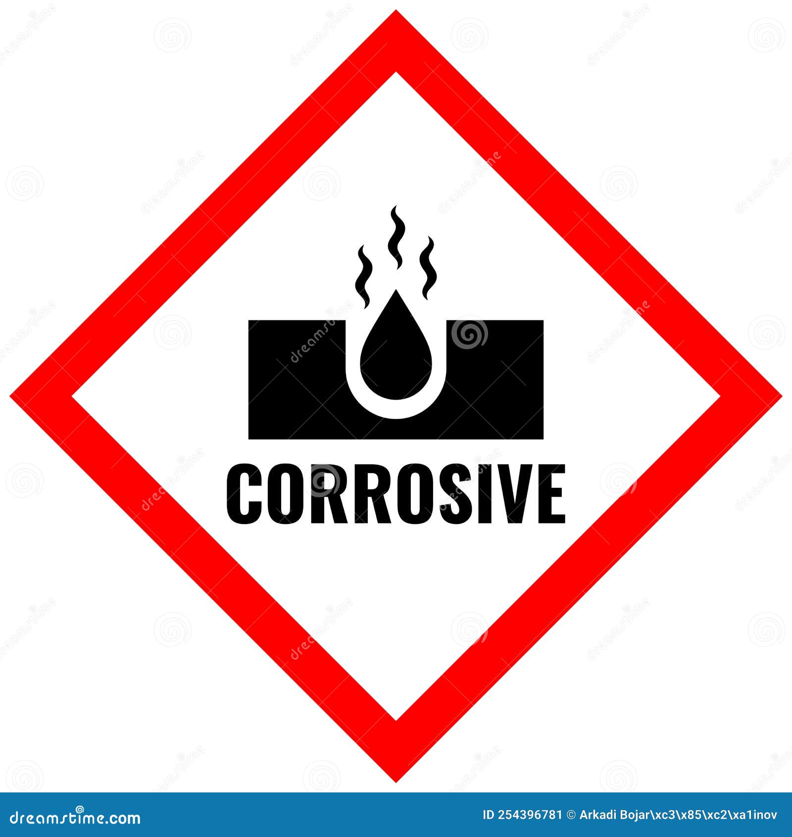 Corrosive Sign. Warning Sign. Danger Sign. Vector Illustration ... Corrosive Sign. Warning Sign. Danger Sign. Vector Illustration ...