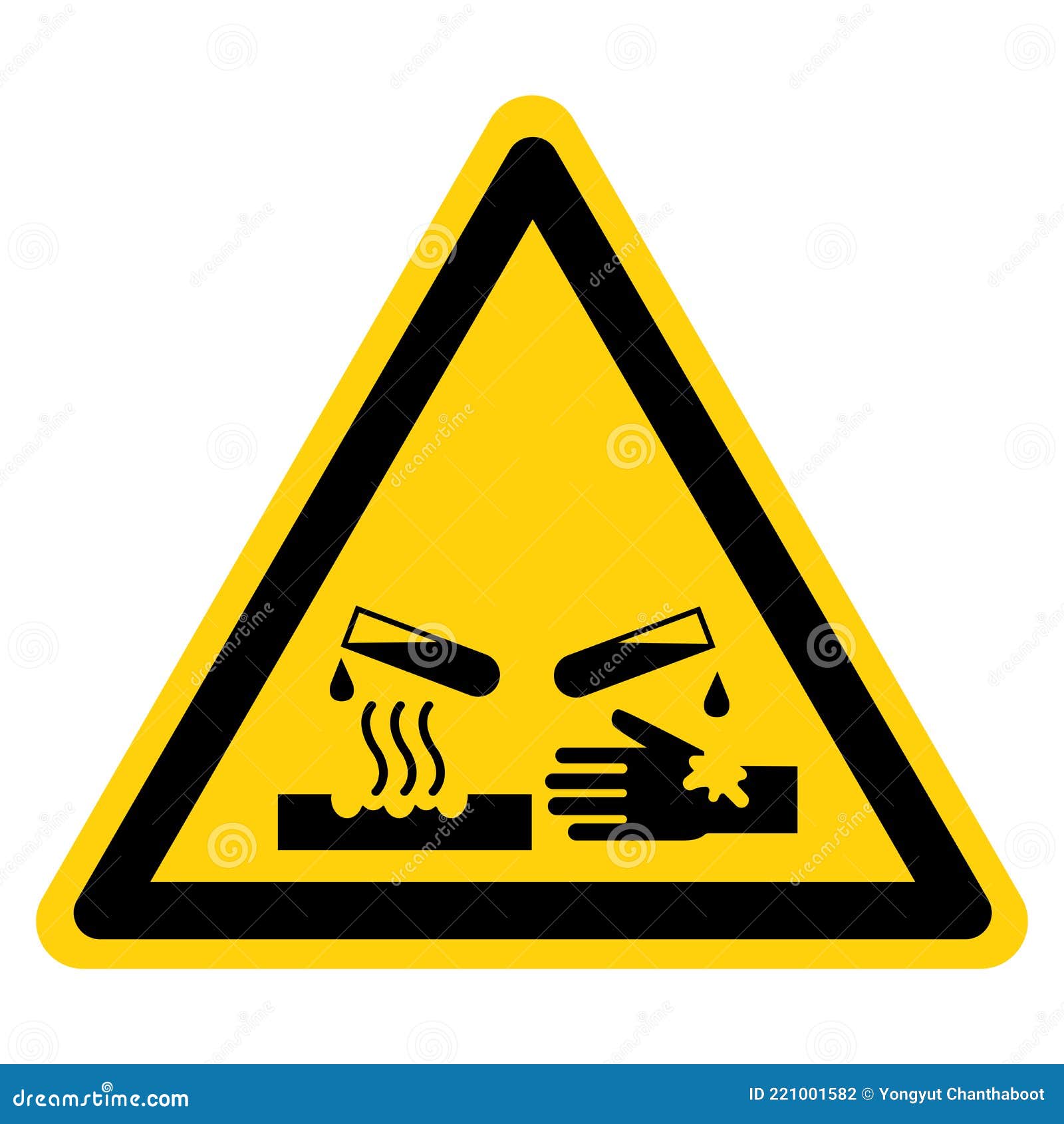 Corrosive Material Yellow Triangle Sign. Corrosive Hazard Vector Sign ...