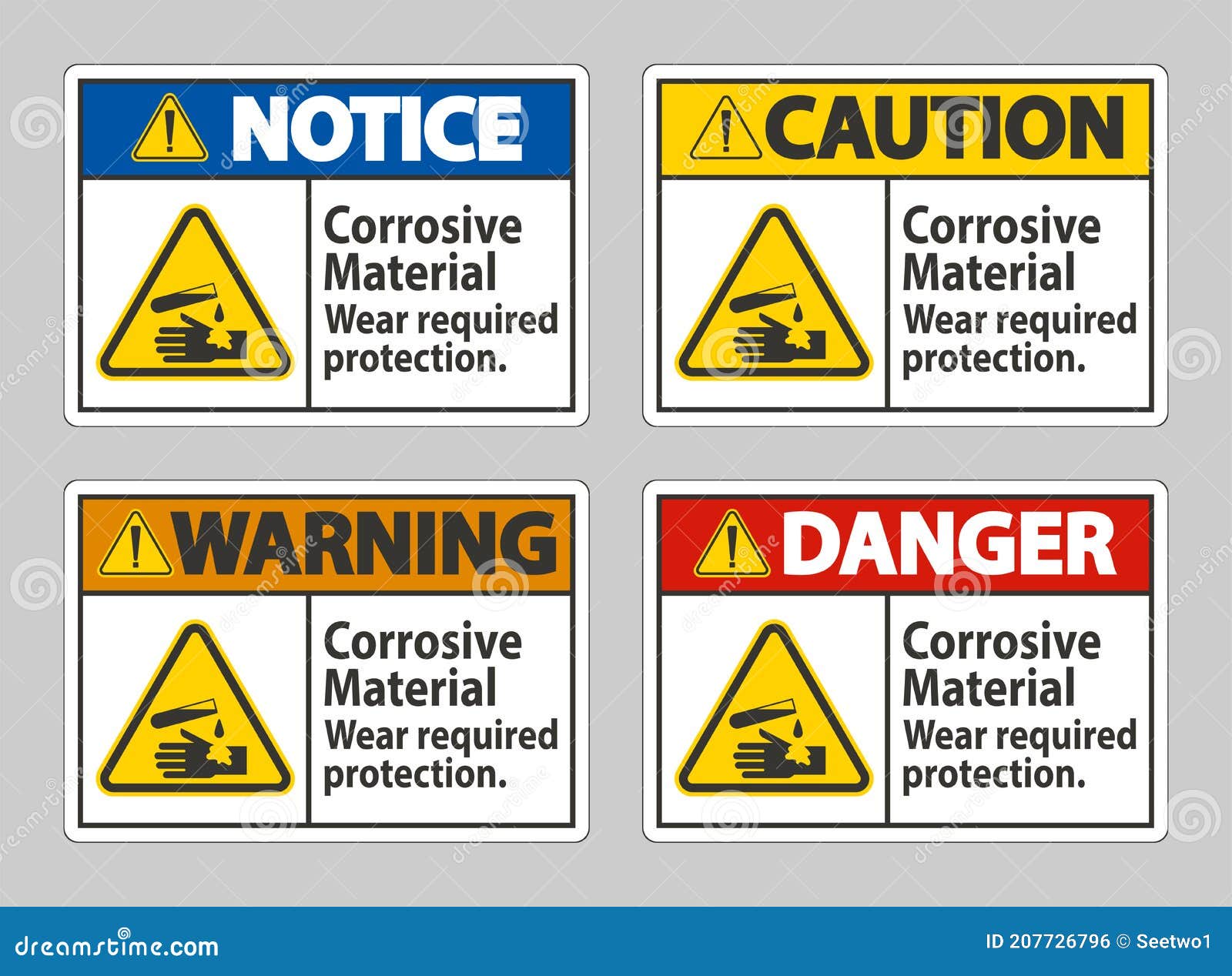 Corrosive Materials,Wear Required Protection Stock Vector ...