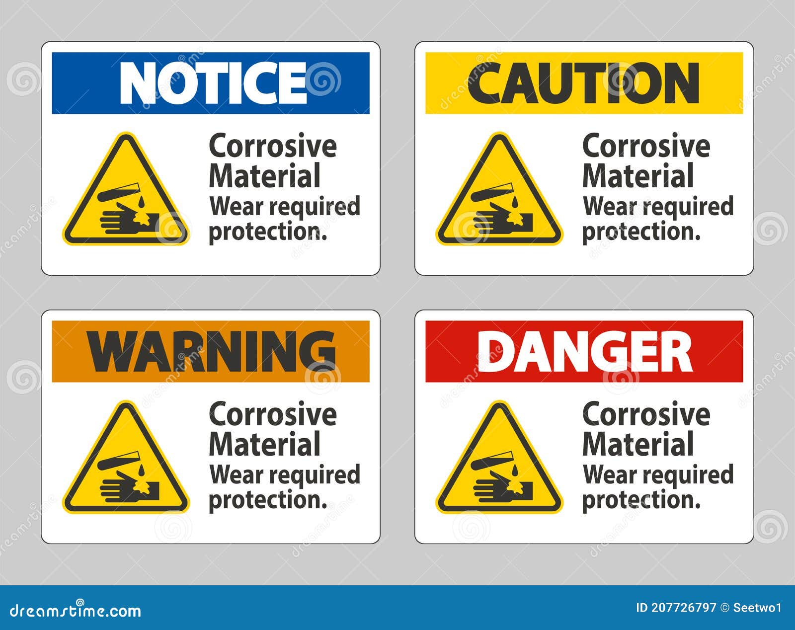 Corrosive Materials,Wear Required Protection Stock Vector ...