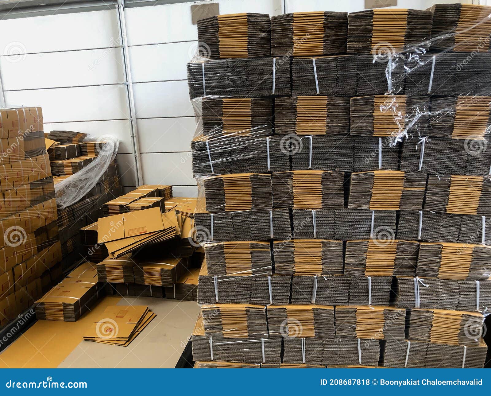 Corrugated Boxes and Parcel Box Warehouse. Stock Photo - Image of ...
