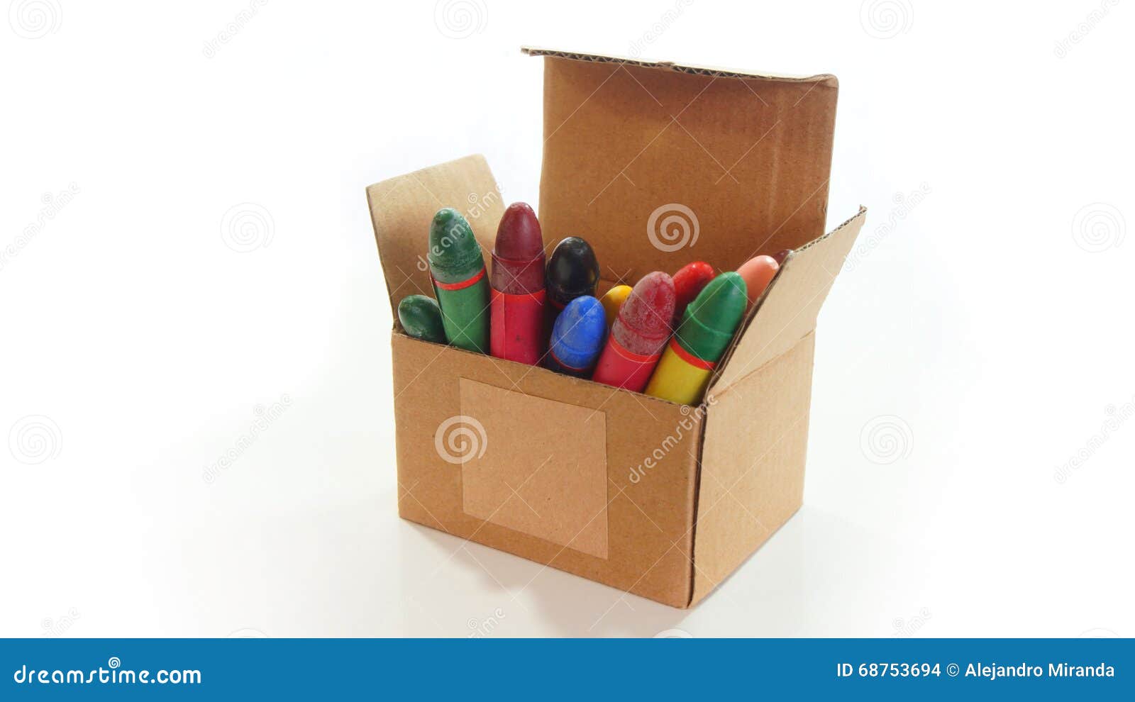 Corrugated Cardboard Box Open With Crayons Inside Stock Photo - Image ...