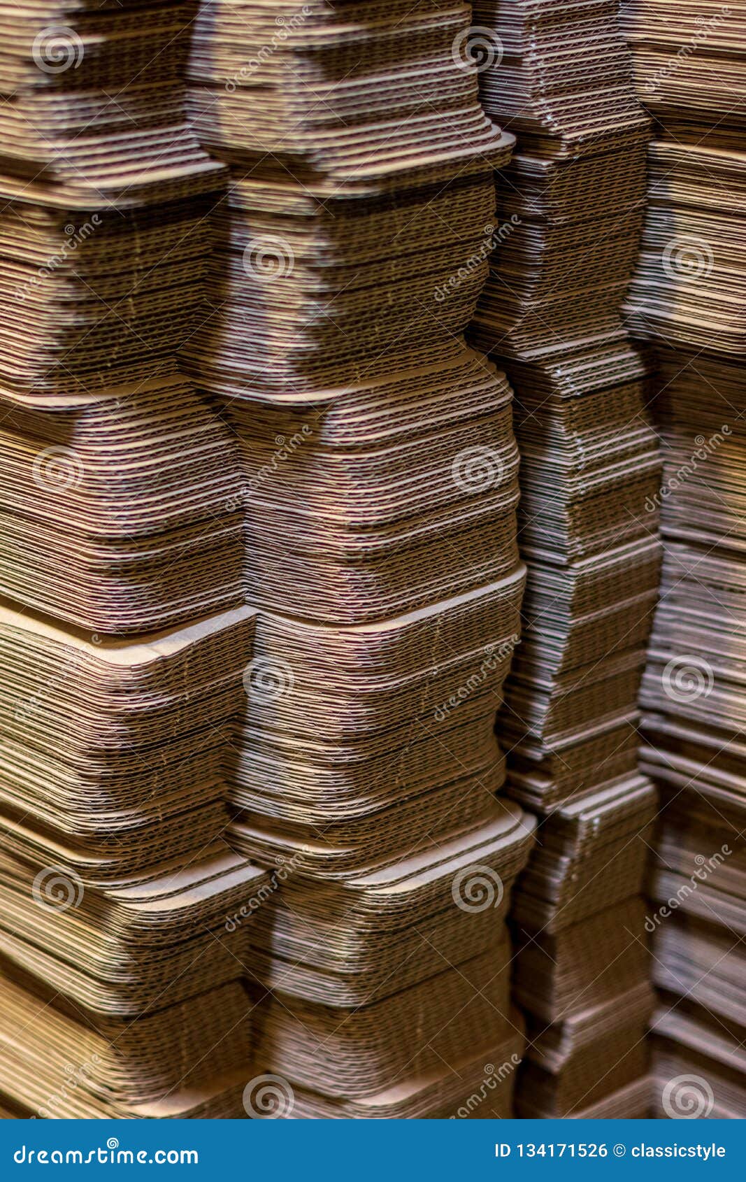 Corrugated Cardboard Boxes Flattened Stock Photo - Image of paper, pile ...