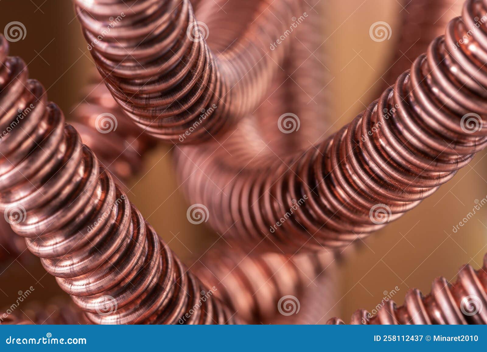 Corrugated Copper Pipe Macro View Stock Image - Image of connection ...