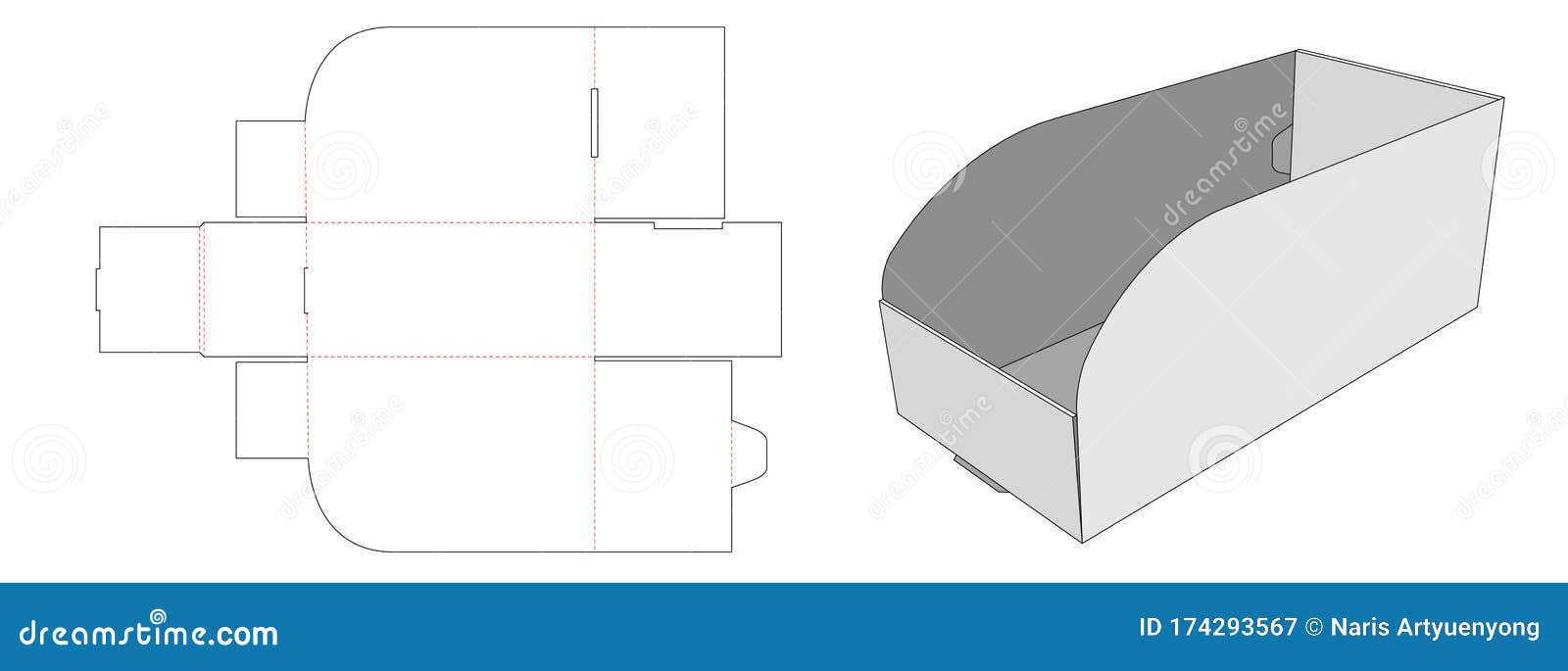 Corrugated Display Tray Die Cut Template Stock Vector - Illustration of ...