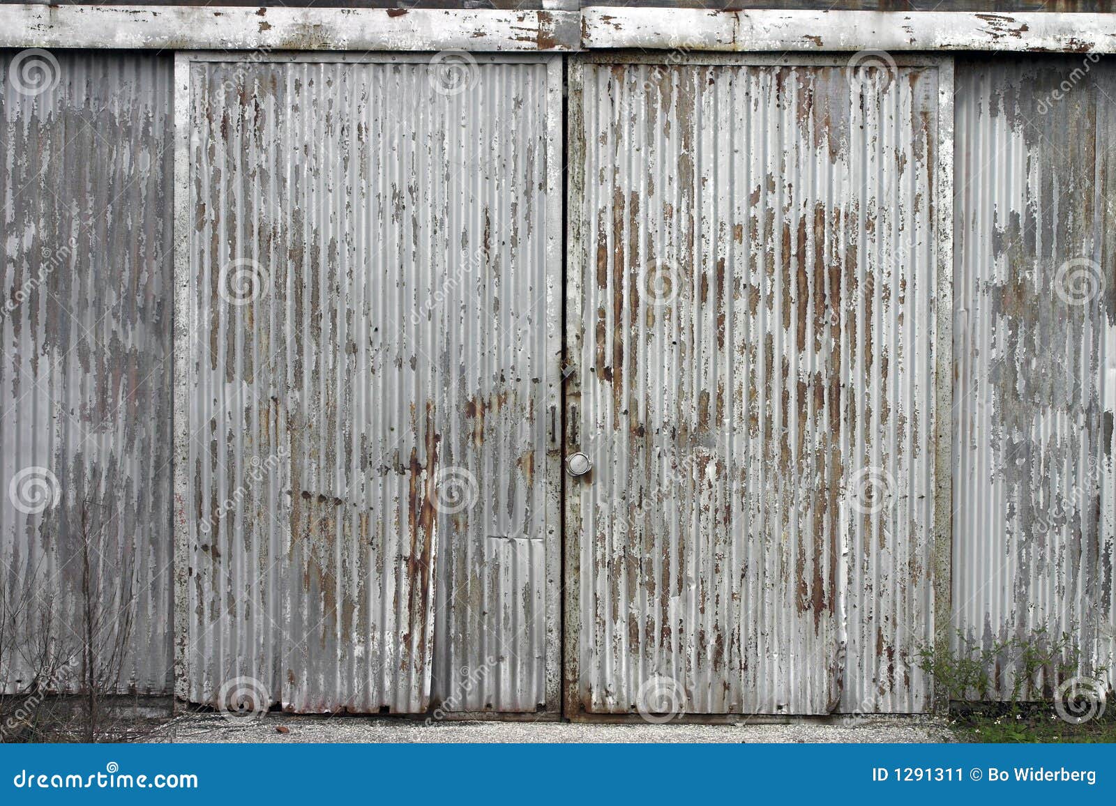 Corrugated Door at Abandoned Factory Building Stock Image - Image of ...