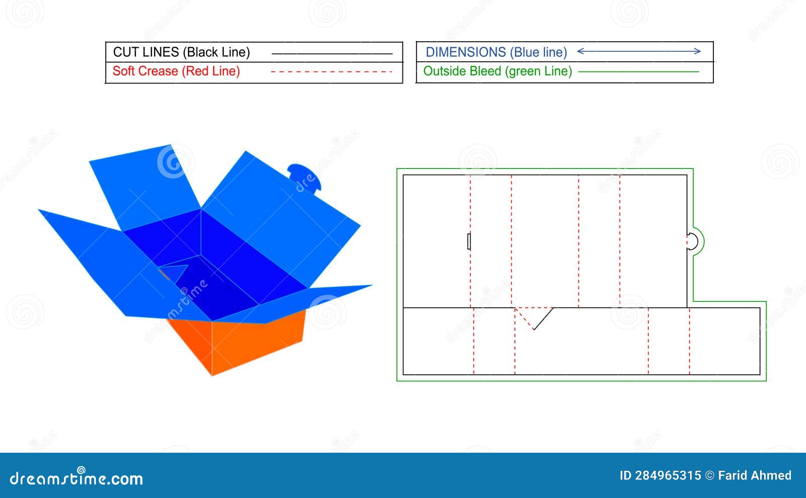 Foldable Corrugated Standard Box Die Line Tamplate Cartoon Vector ...