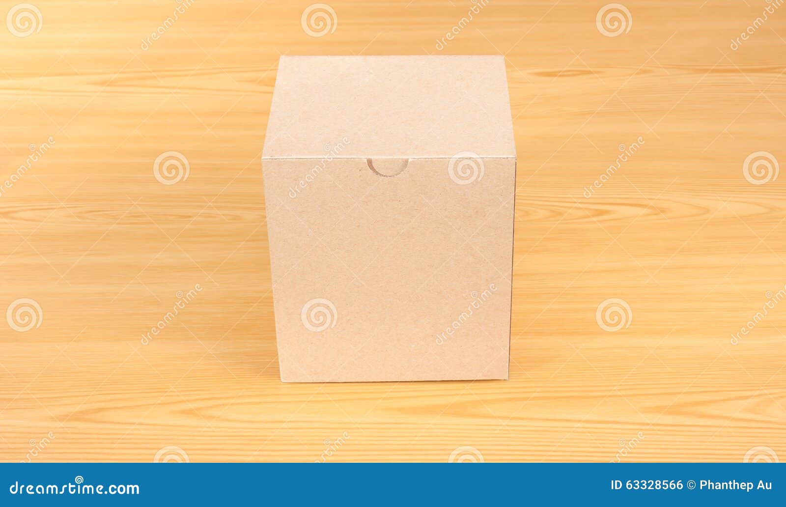 Corrugated Paper Box on Wood Table Stock Photo - Image of desk ...