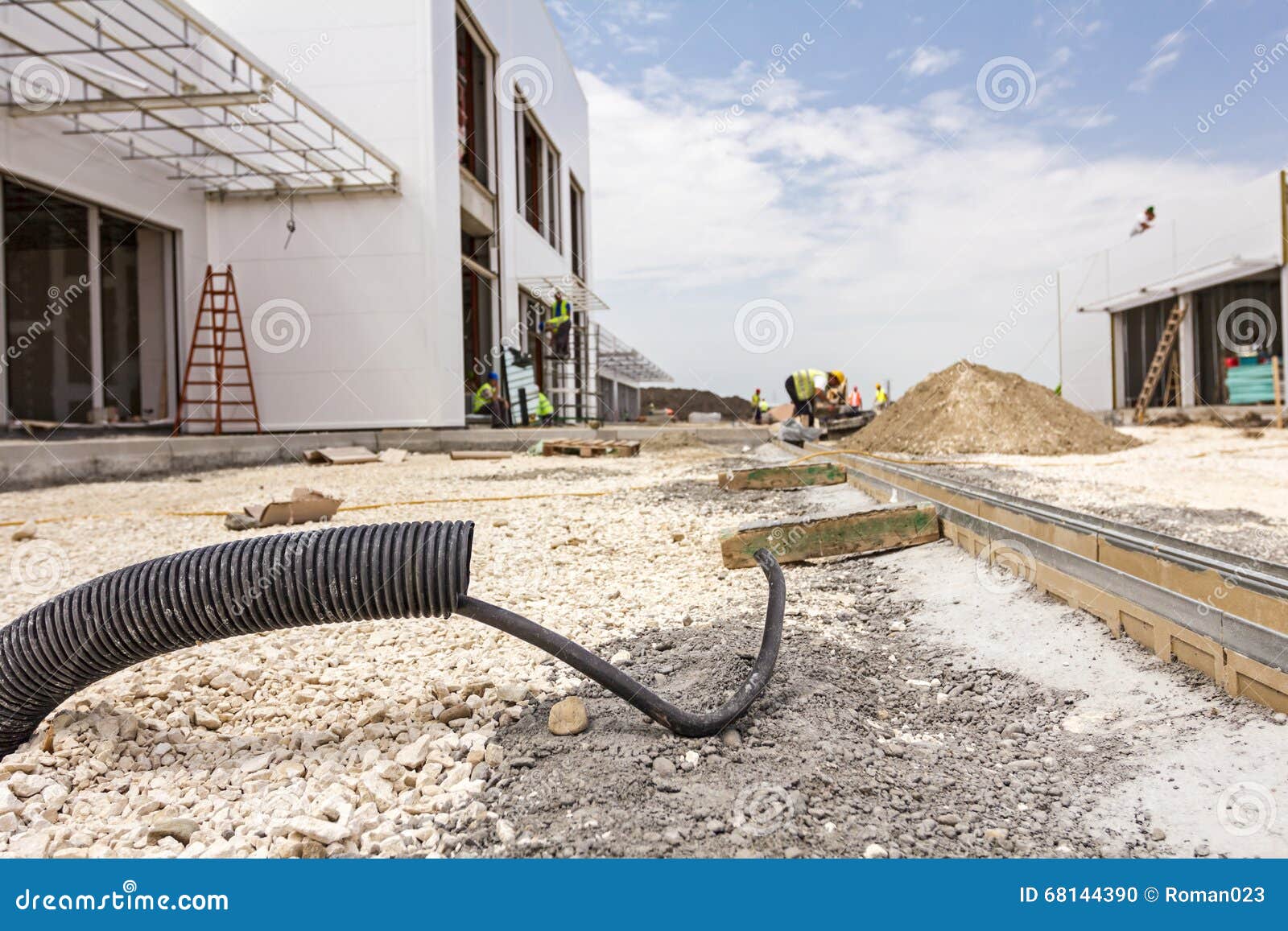 Corrugated Pipe with Cable Coming Out from the Ground. Stock Photo ...