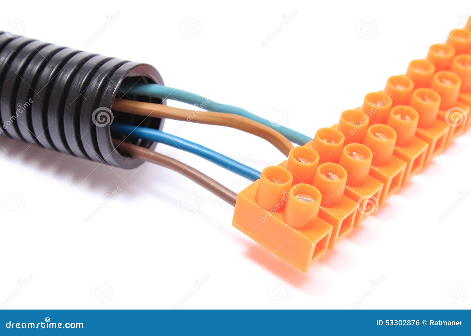 Corrugated Pipe and Cable with Connection Block Stock Photo - Image of ...