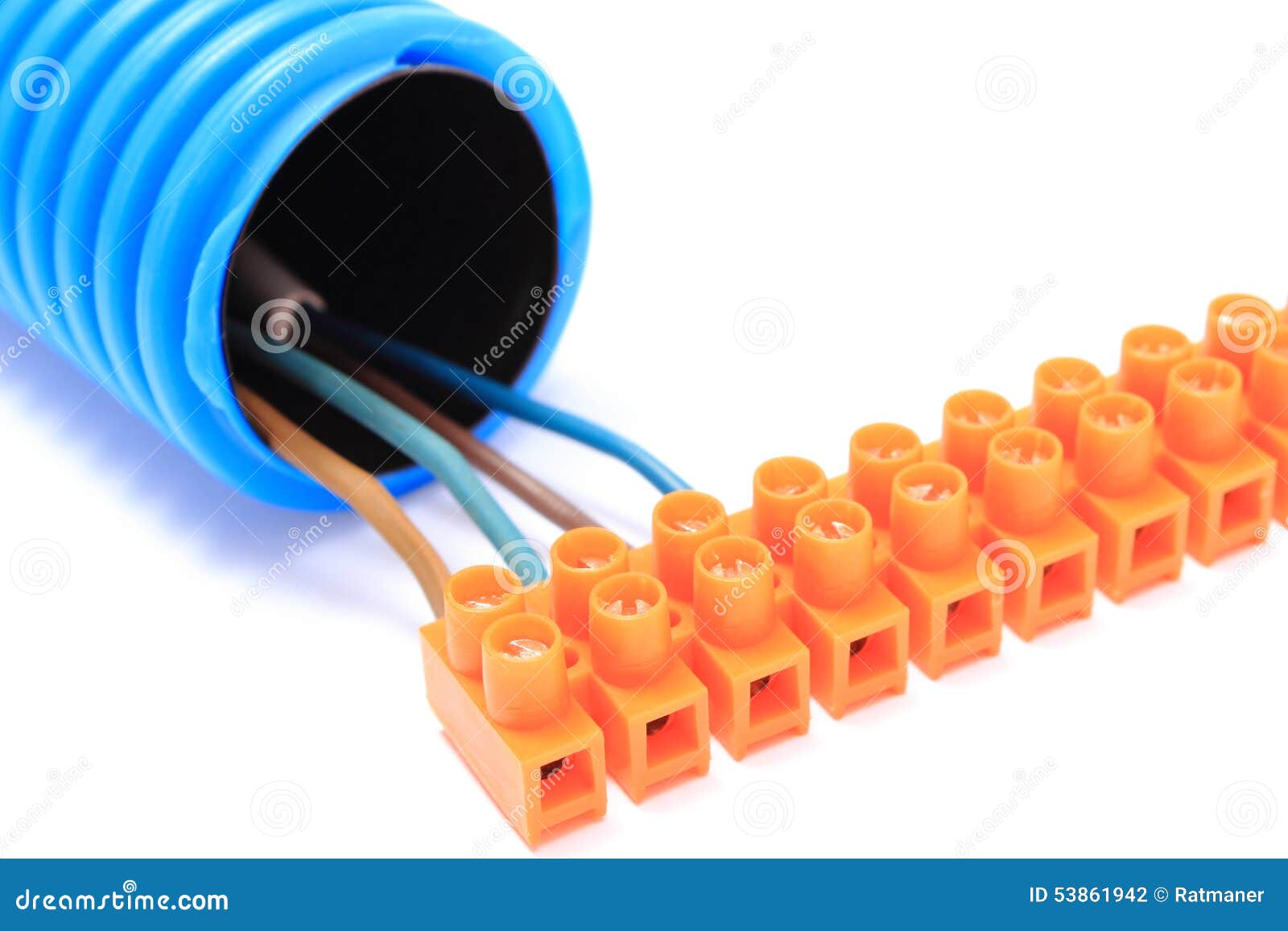 Corrugated Pipe and Cable with Connection Block Stock Photo - Image of ...