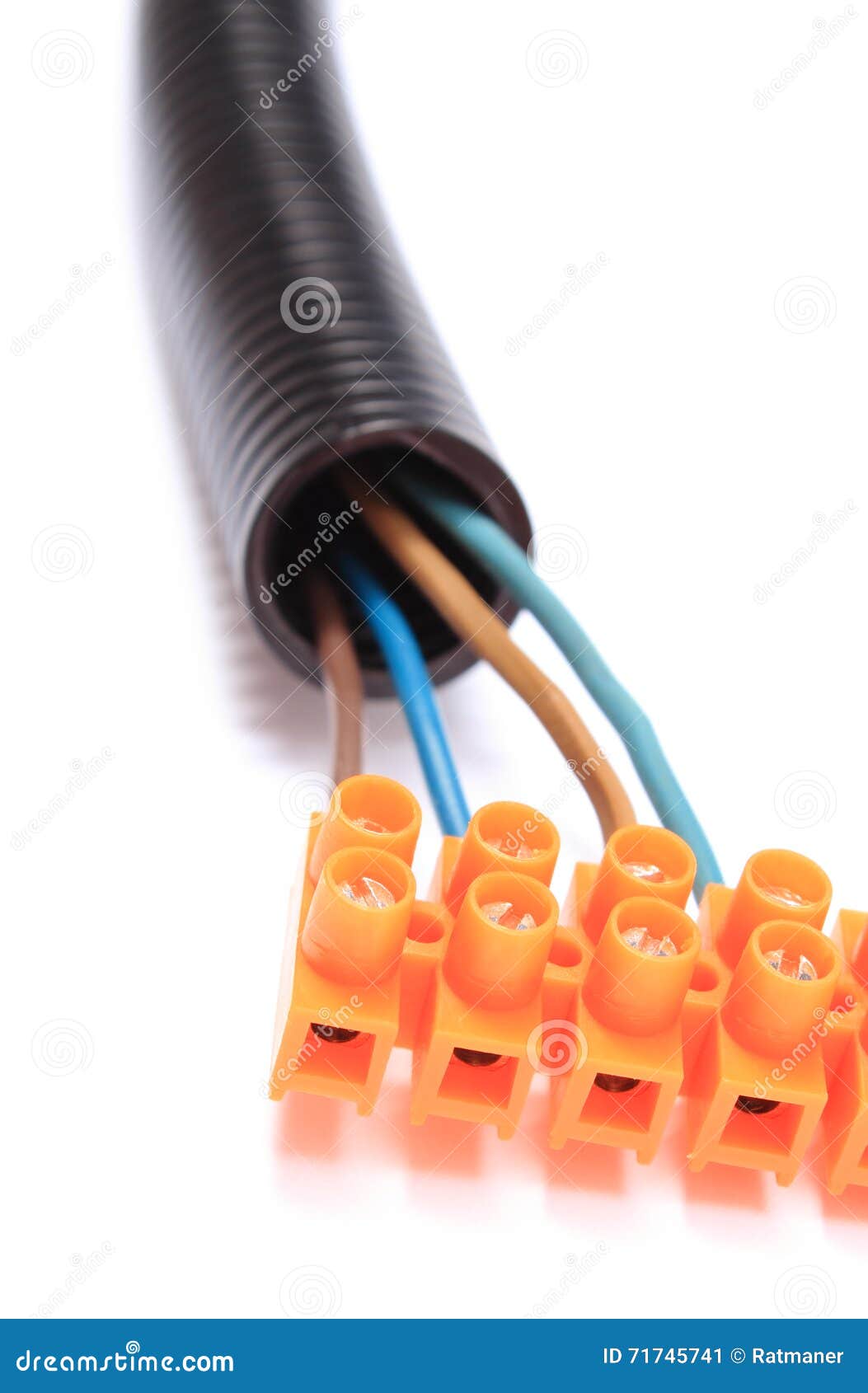 Corrugated Pipe and Cable with Connection Block Stock Image - Image of ...