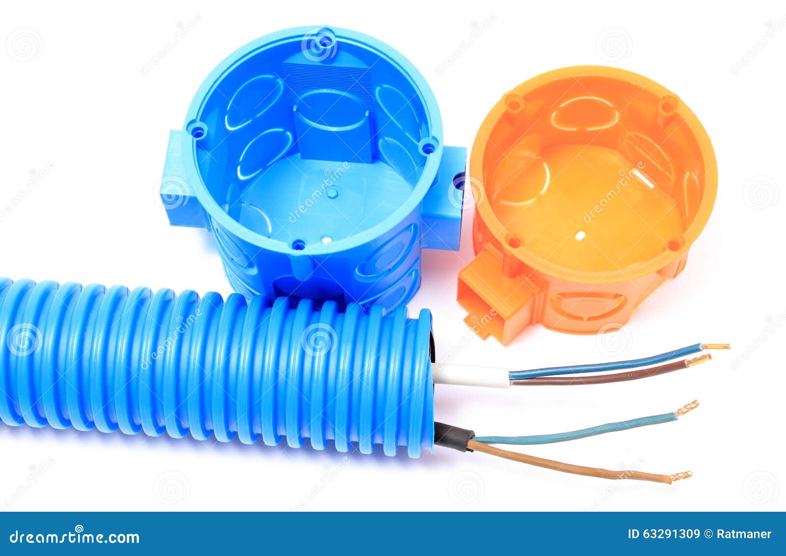 Corrugated Pipe with Cable and Electrical Box Stock Image - Image of ...