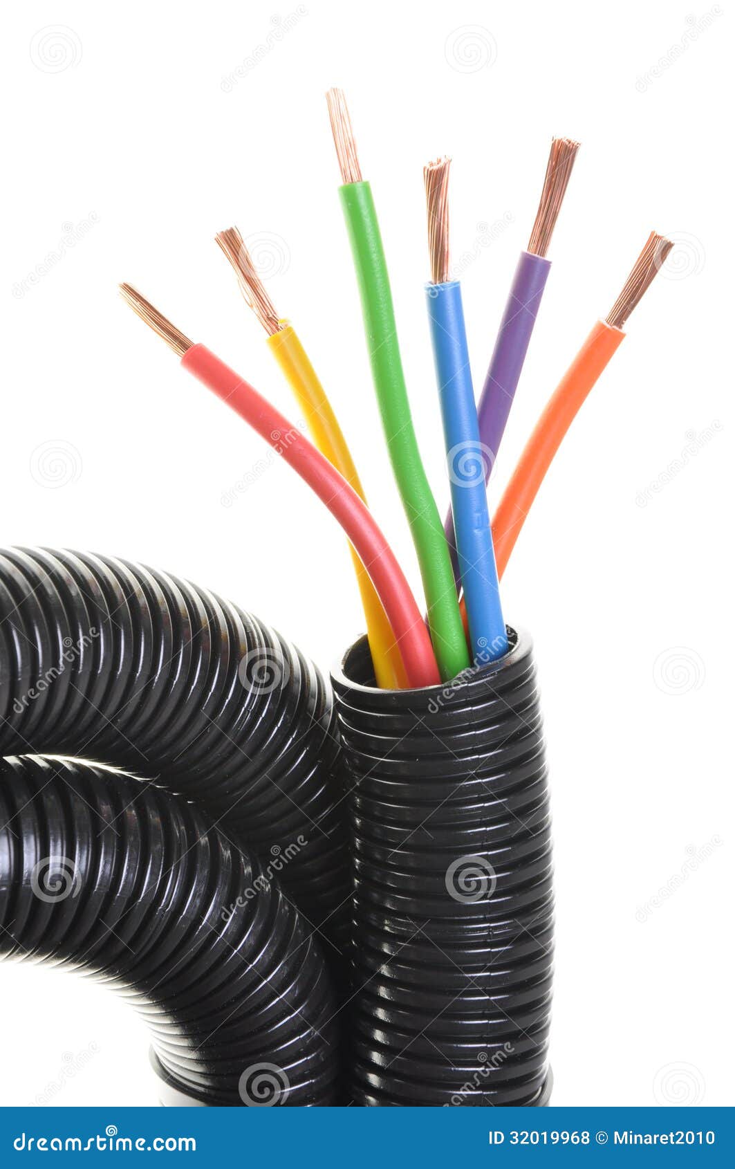 Corrugated Pipe And Electrical Cable With Connection Cube On Drawing ...