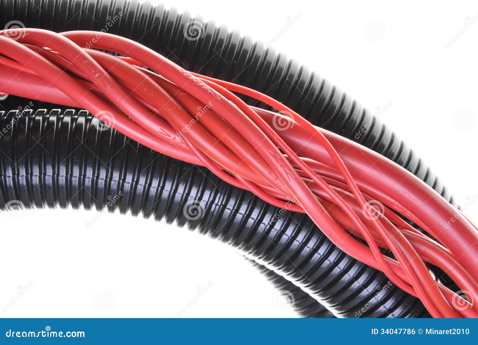 Corrugated Pipe with Cables Stock Photo - Image of current, industry ...