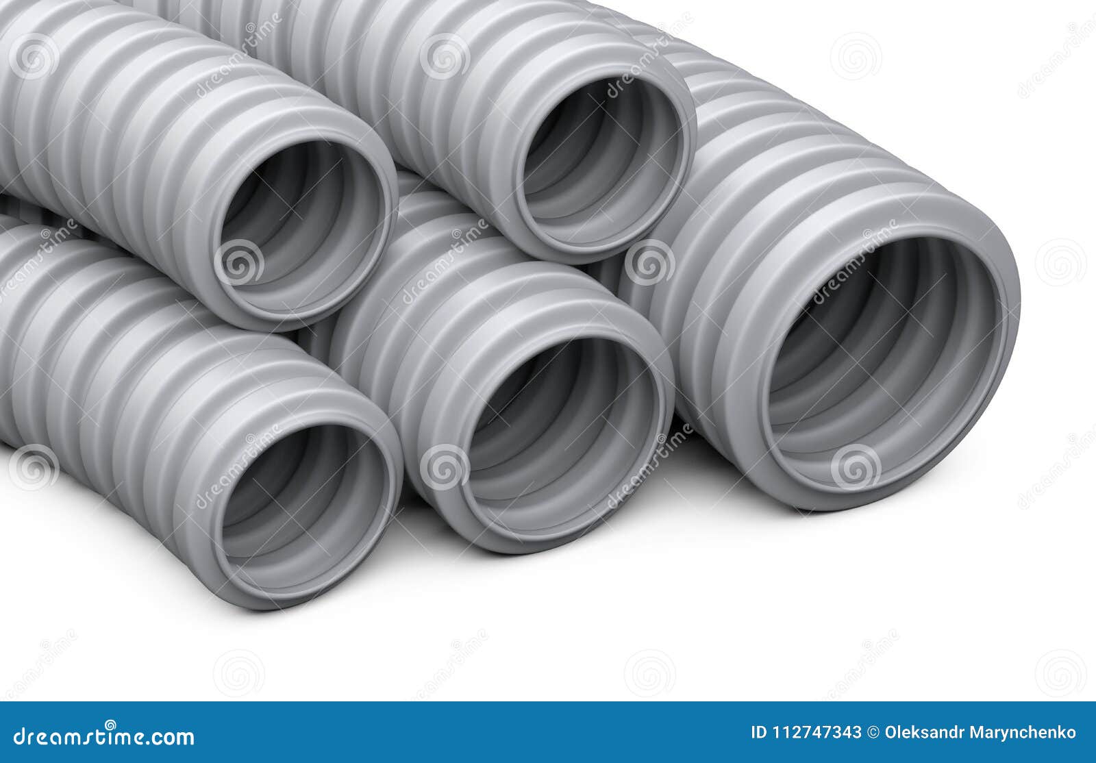 Corrugated Grey Pipe For Installation Of Electrical Cable. Plastic ...