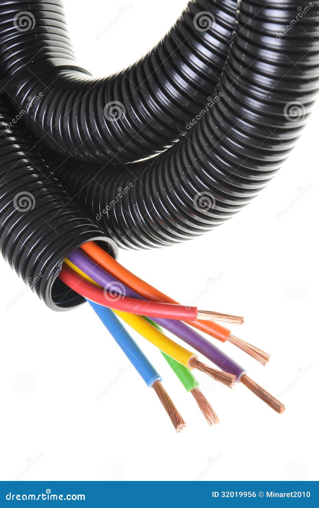 Corrugated Pipe And Electrical Cable With Connection Cube On Drawing ...