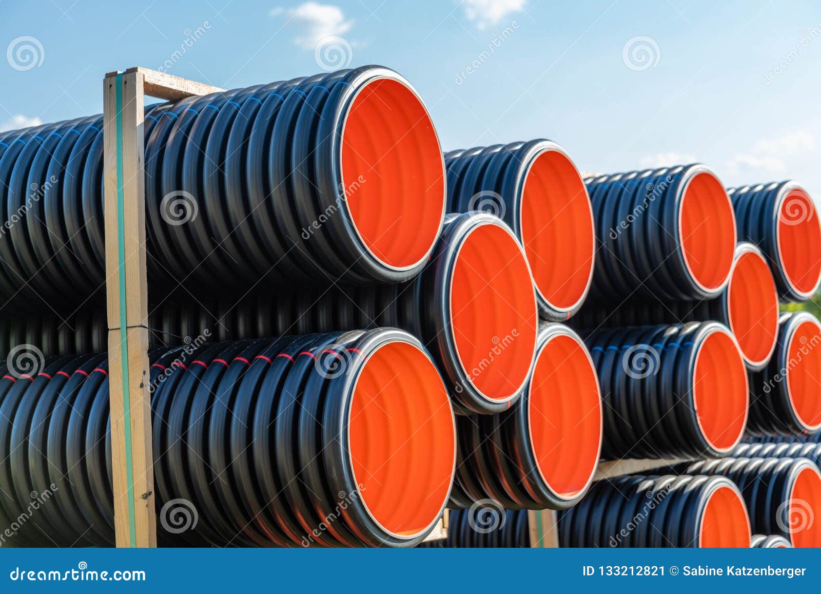 Corrugated pipes stock image. Image of site, close, drainage - 133212821