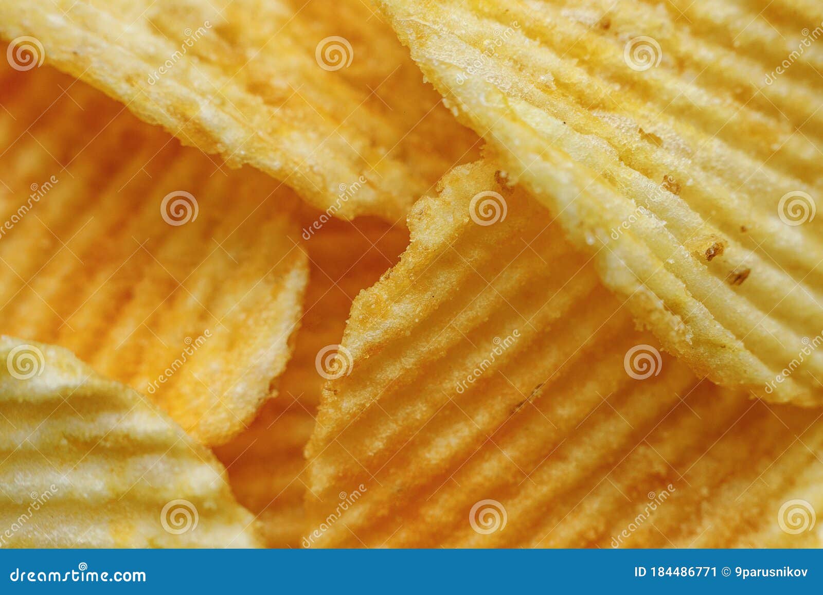 Corrugated Potato Chips. Close-up Macro View. Stock Image - Image of ...