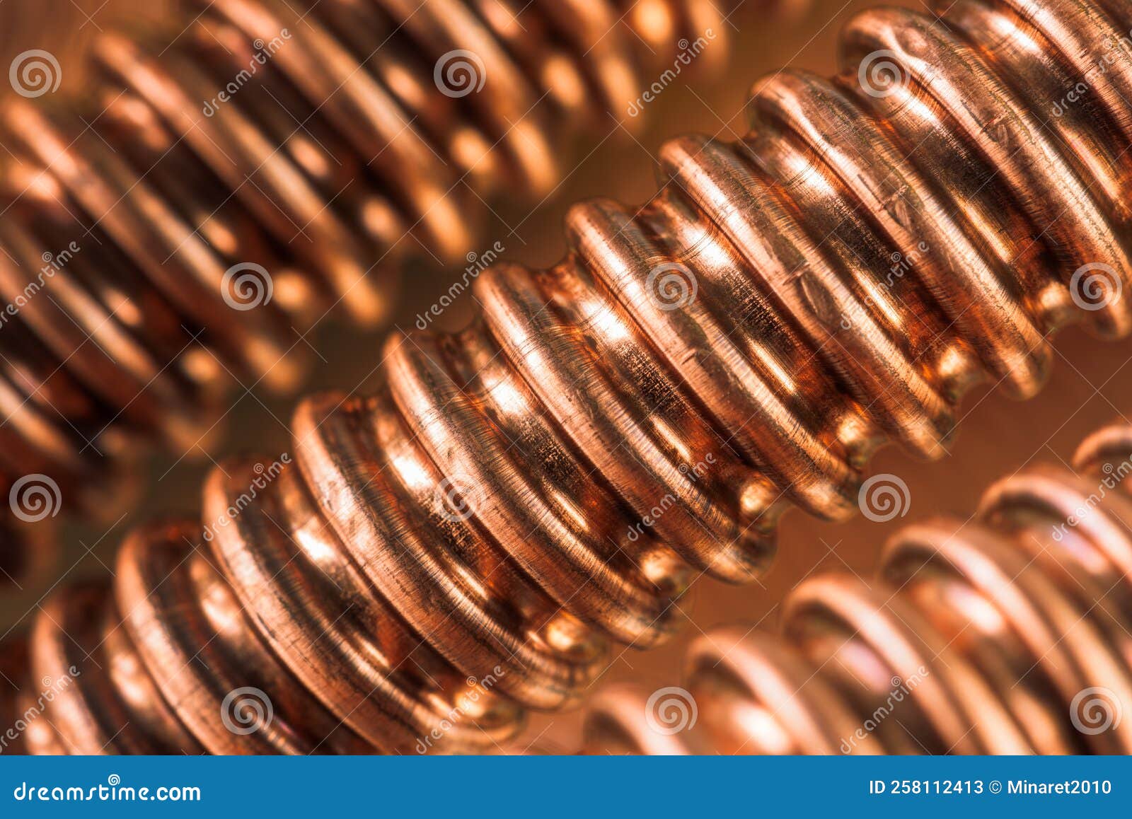 Corrugated Copper Pipe Macro View Stock Image - Image of closeup ...