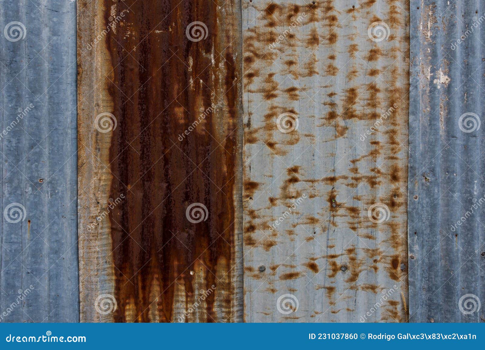 Corrugated Roof Sheets with Rust and Paint Stock Photo - Image of ...